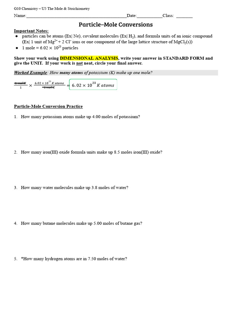 02b - U5 Particle-Mole Conversions (H) - 2 | PDF