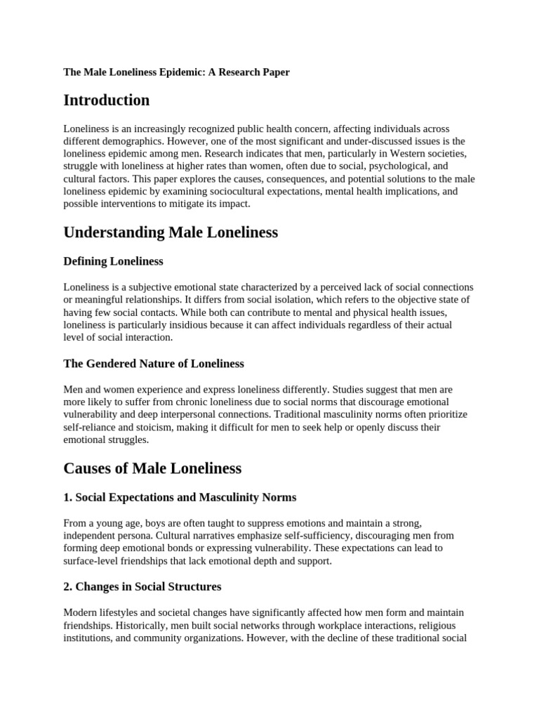 Addressing the Male Loneliness Epidemic | PDF | Loneliness | Mental Health