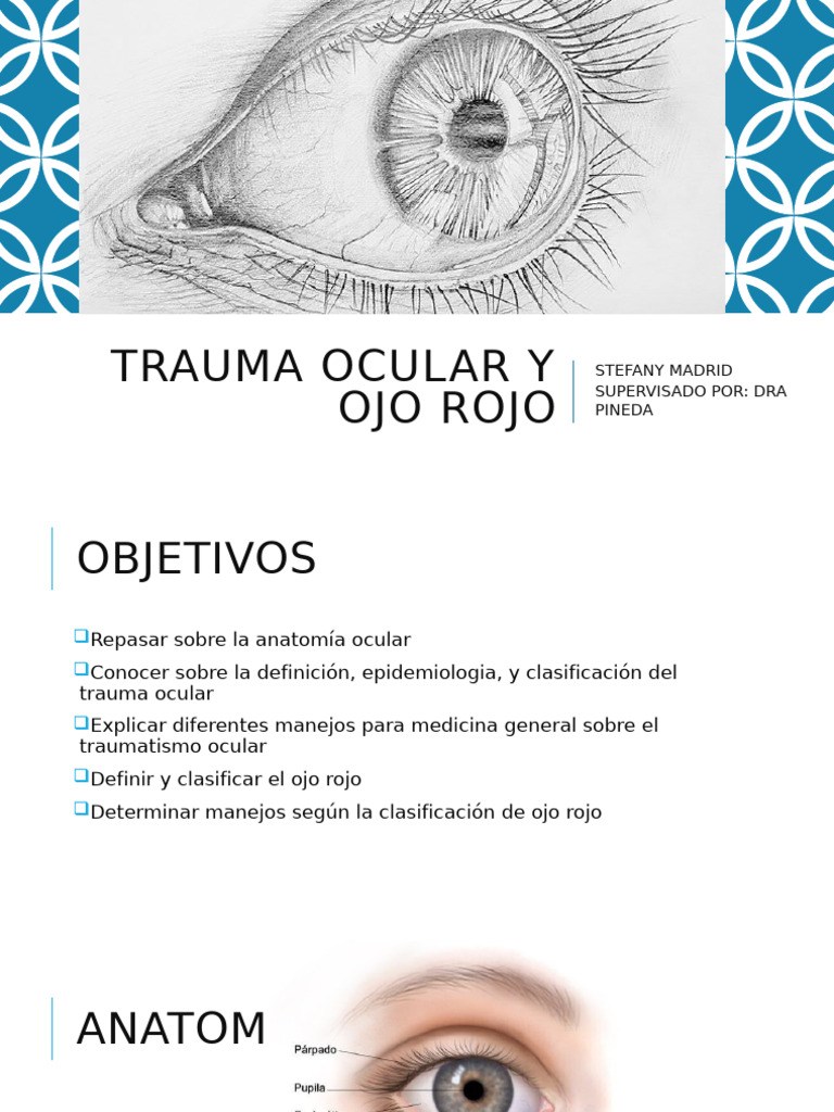 Trauma Ocular y Ojo Rojo | PDF | Ojo humano | Especialidades Medicas