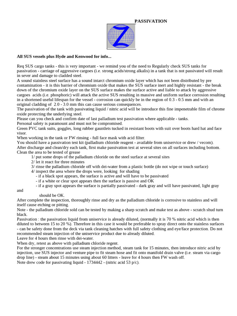 Passivation of SUS Tanks | PDF | Chromium | Materials