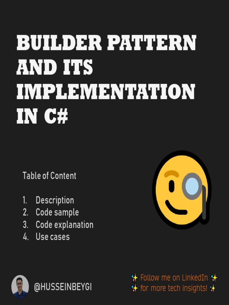 Builder Pattern Implementation in C# | PDF
