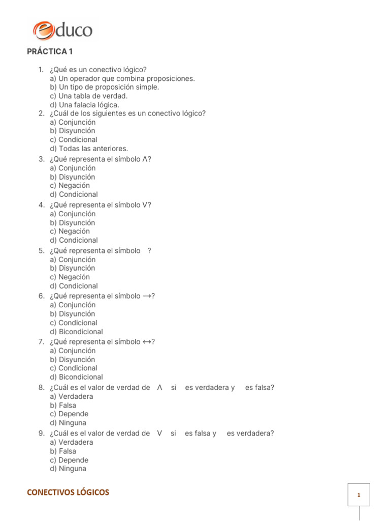 Conectivos Lógicos Práctica | PDF | Lógica | Lógica matemática