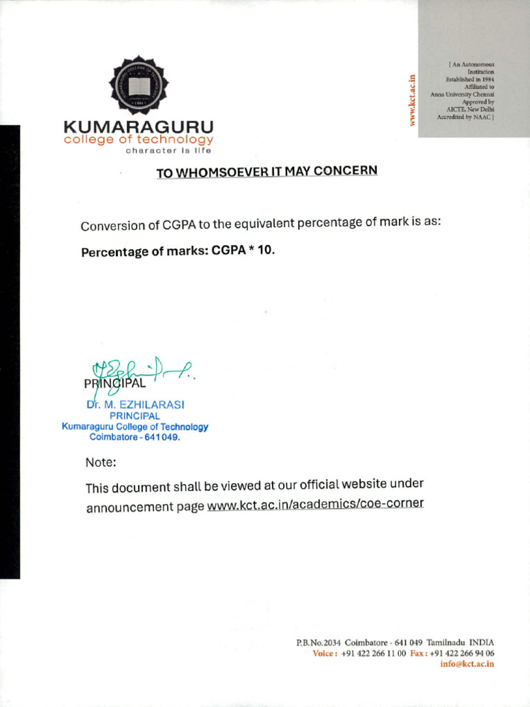CGPA To Percentage Conversion | PDF