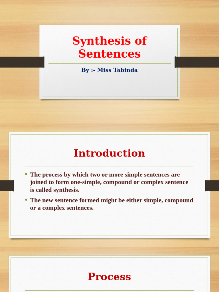 Synthesis of Sentences | PDF