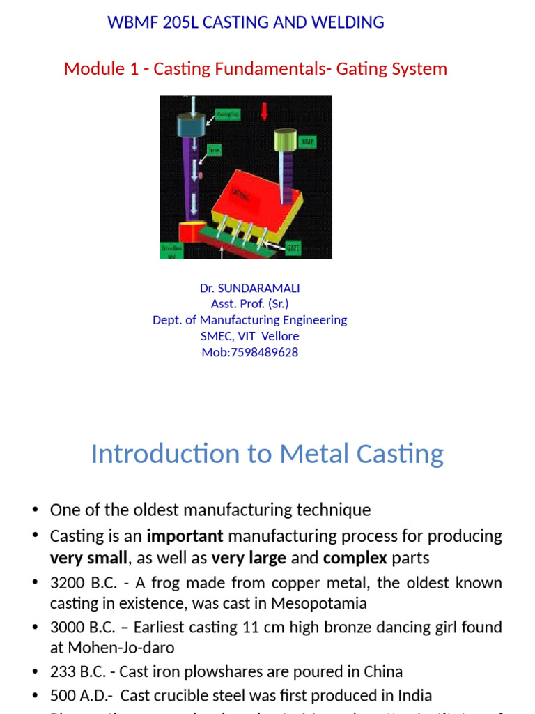 Module I Metal Casting Technology Introduction | PDF | Clay | Foundry
