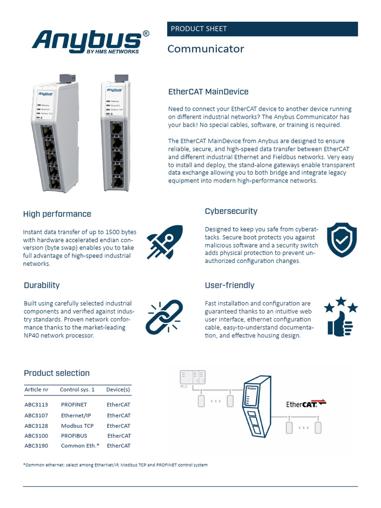 Communicator Datasheet Ethercat 2023-04-26 | PDF | Computer Network | Ethernet