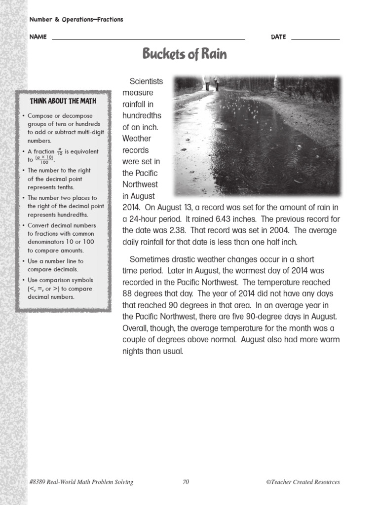 Math Reading - Buckets of Rain-Math Reading - Buckets of Rain | PDF ...