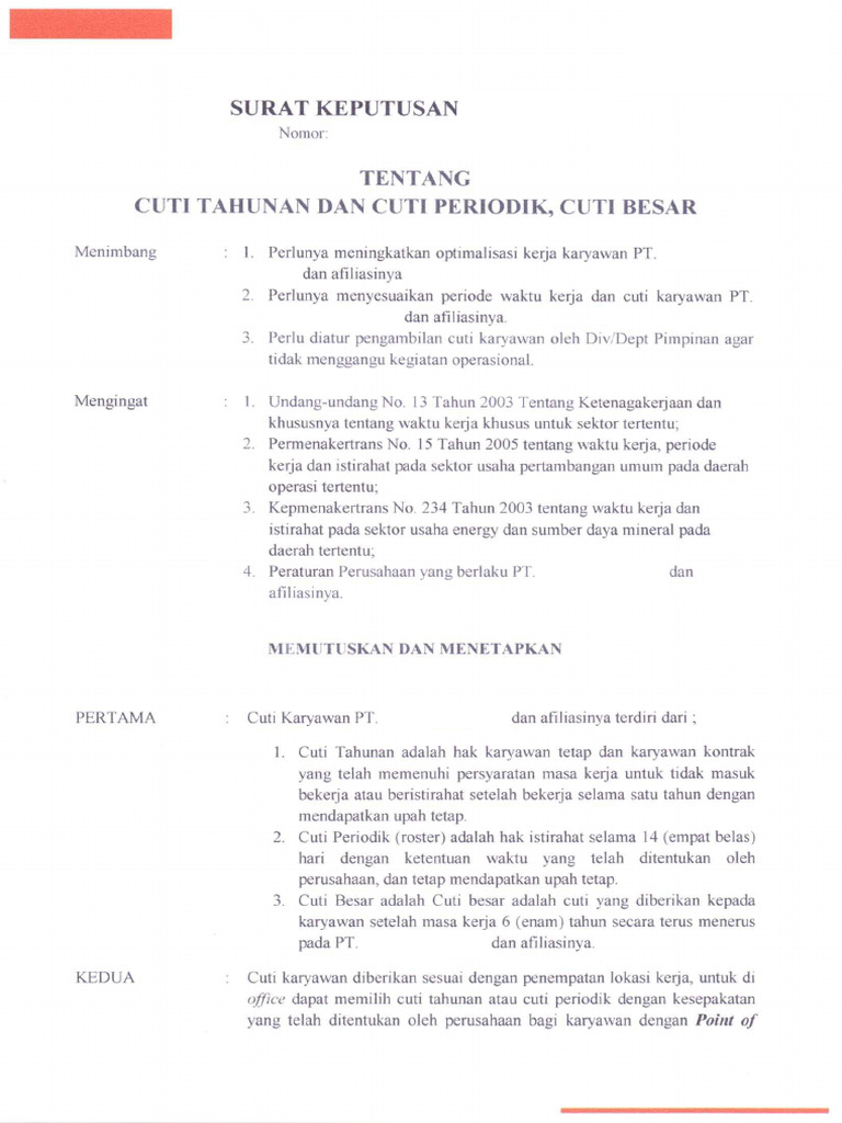 A1 - SKD Cuti Tahunan, Periodik, Besar - Ijin | PDF