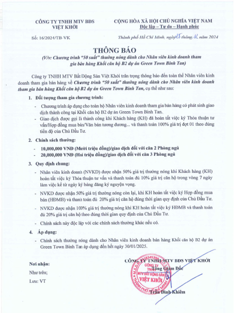 TB - Thuong Nong Danh Cho NVBH - B2 Da Green Town | PDF