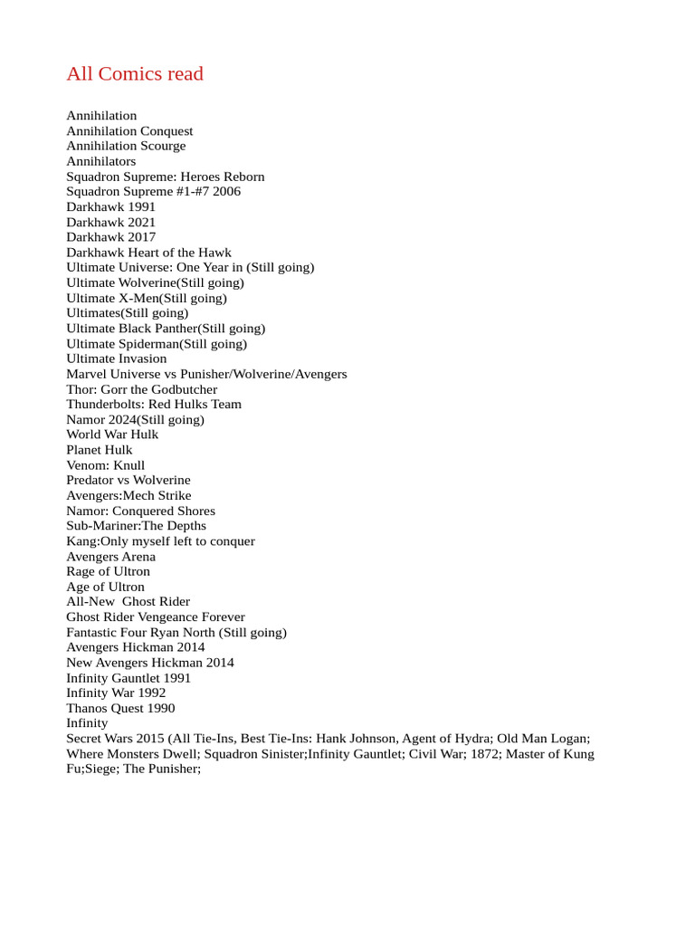Comics Collection Overview | PDF