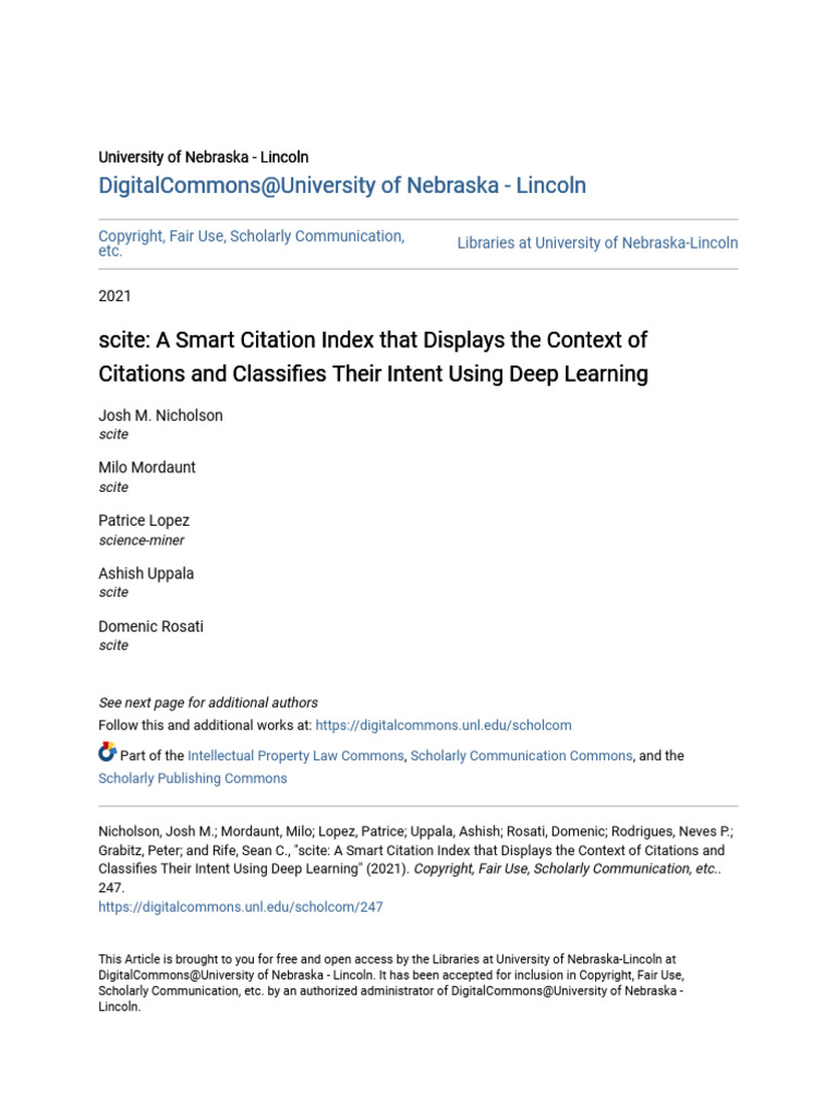 Scite - A Smart Citation Index That Displays The Context of Citati ...