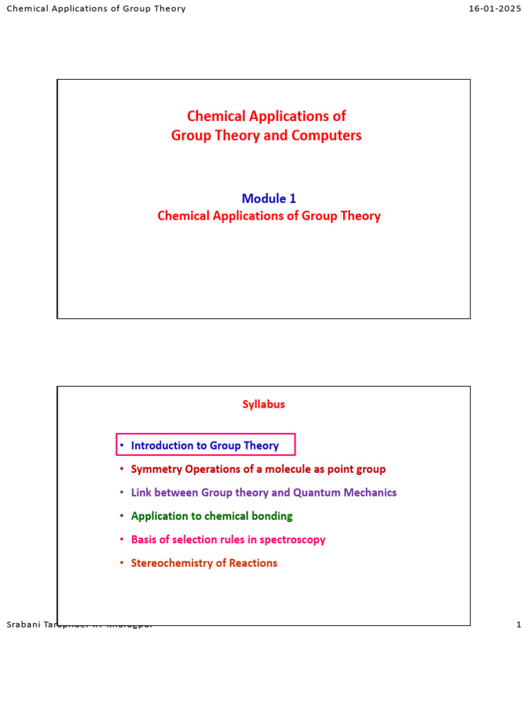 Group Theory in Chemical Applications | PDF | Group (Mathematics ...