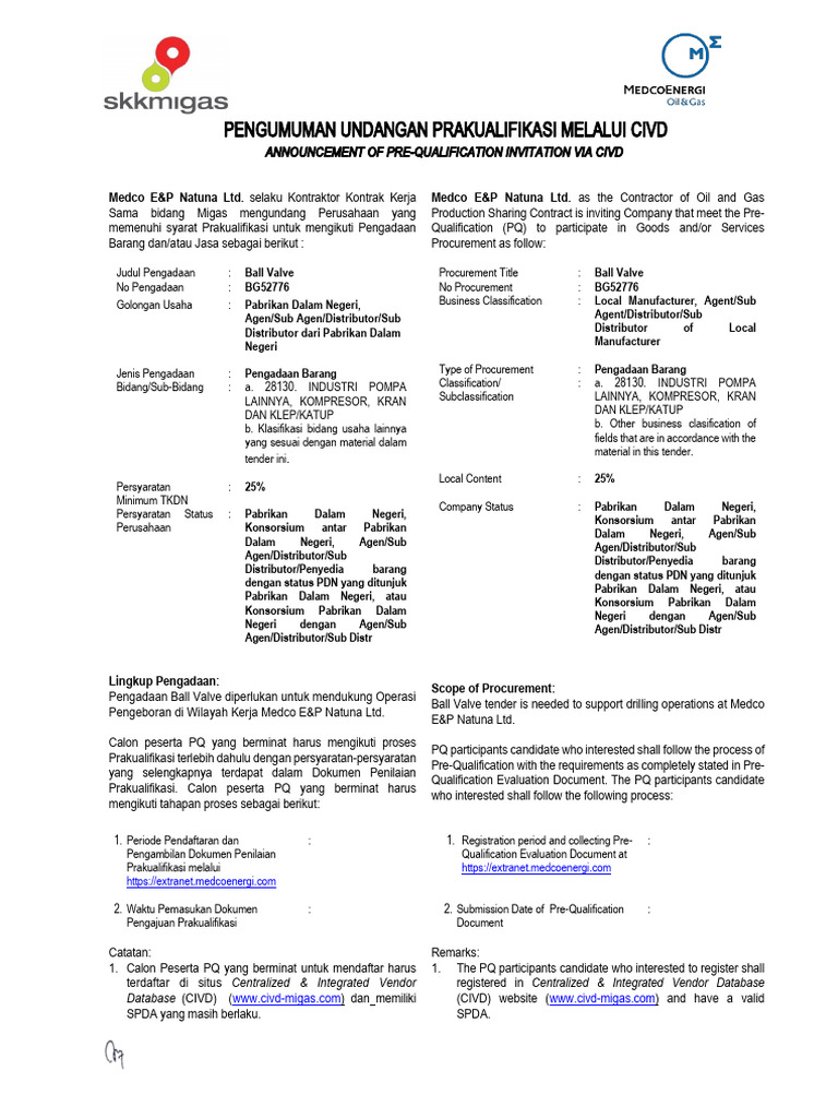 ball valve - medco natuna - 29 jan - tkdn 25 | PDF