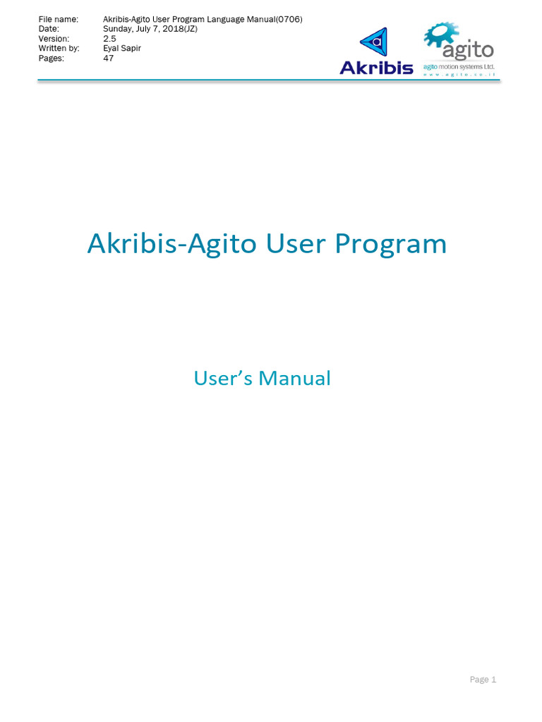 Akribis-Agito User Program Language Manual (0706) | PDF | Parameter (Computer Programming ...