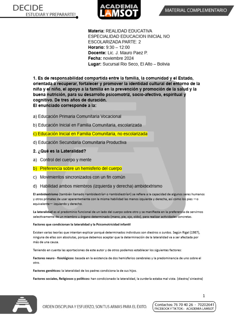 Especialidad Educacon Inicial No Escolarizada Parte 3 Lamsot | PDF ...