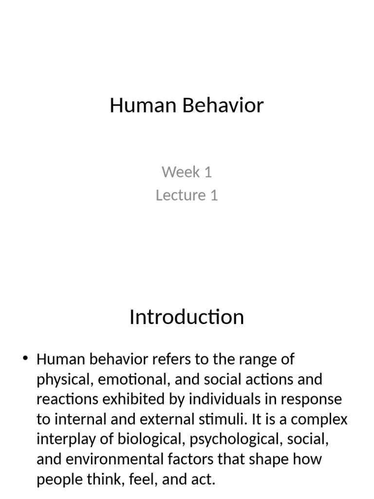 Human Behavior Lecture 1 | PDF | Psychology | Human Behavior