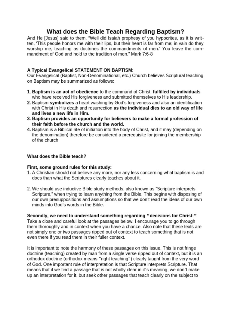 Biblical Teachings on Baptism Explained | PDF | Baptism | Born Again