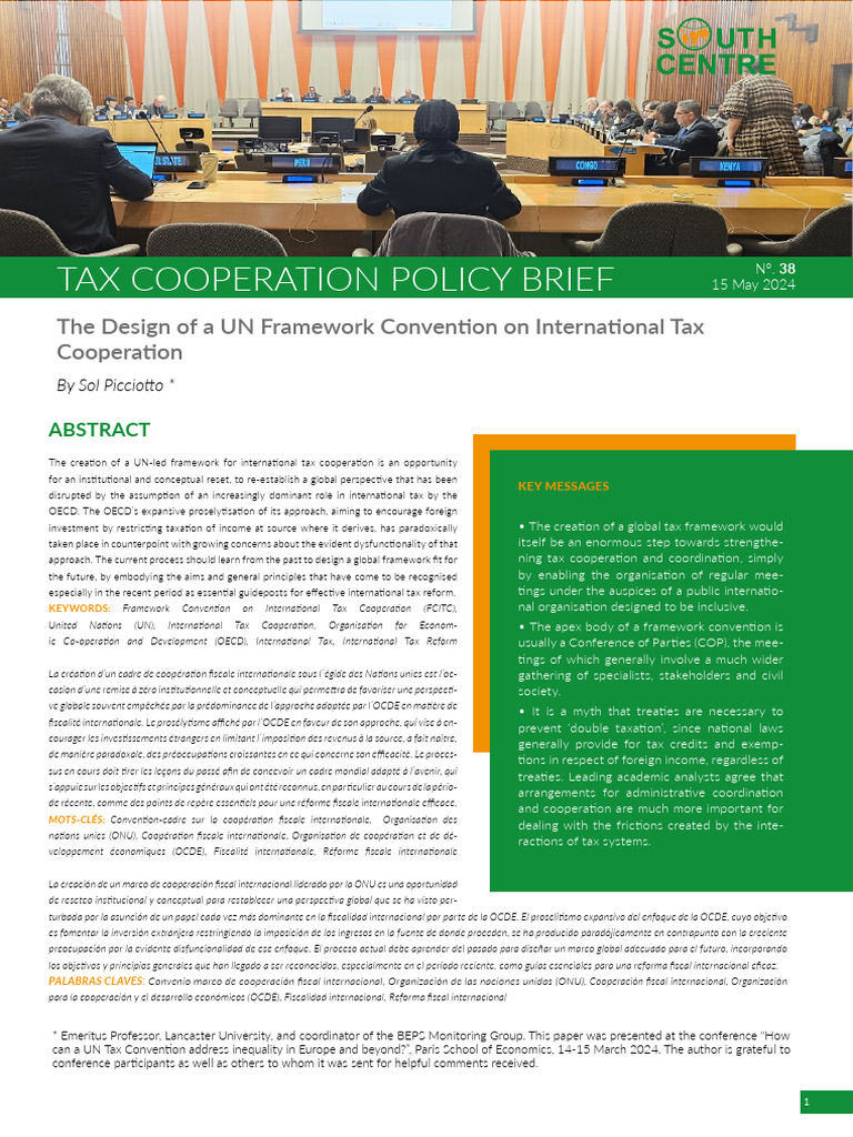 UN Framework for Global Tax Cooperation | PDF | World Economy