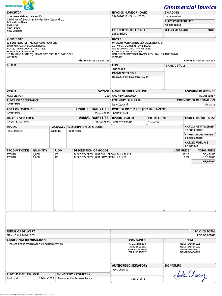 Invoice, Packing List, Bill | PDF | Bill Of Lading | Consignee