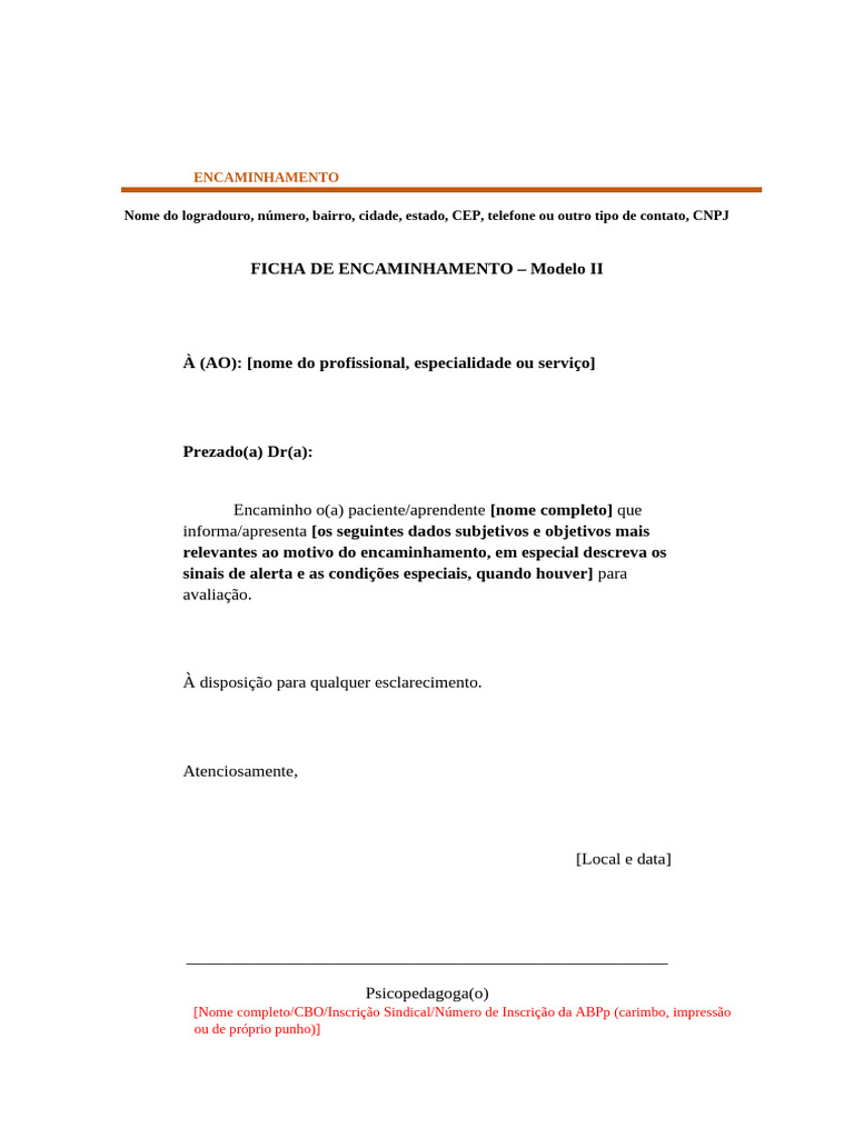 FICHA--DE--ENCAMINHAMENTO--–--Modelo--II | PDF