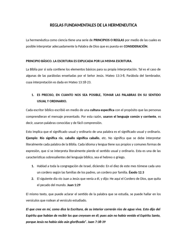 Reglas Fundamentales de La Hermeneutica | PDF | Juan el apóstol | Jesús