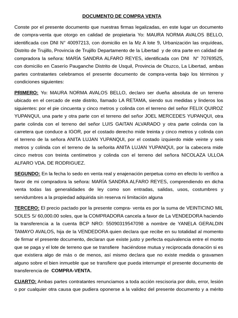 Documento de Compra Venta 2 | PDF