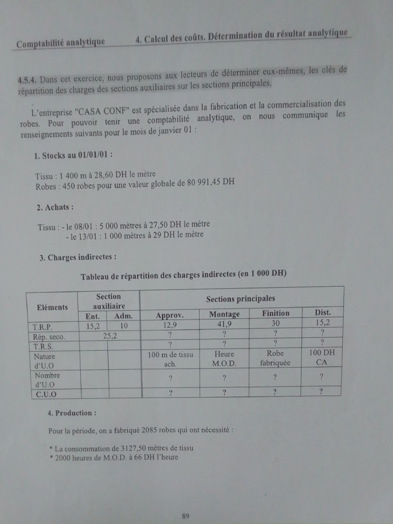 Exercice Cout de Revient 2 | PDF