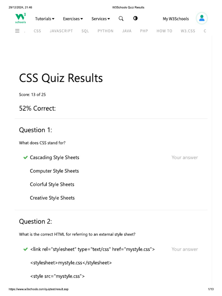 Css Mcqs | PDF