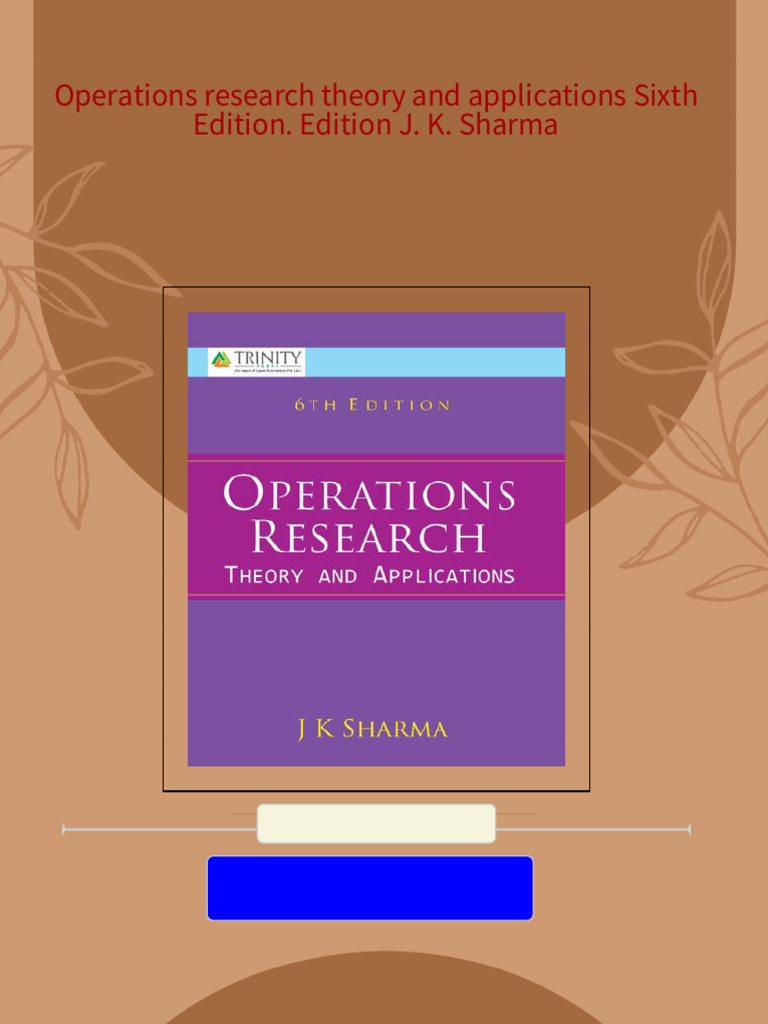 Operations Research Theory and Applications Sixth Edition. Edition J. K. Sharma 2025 Scribd ...