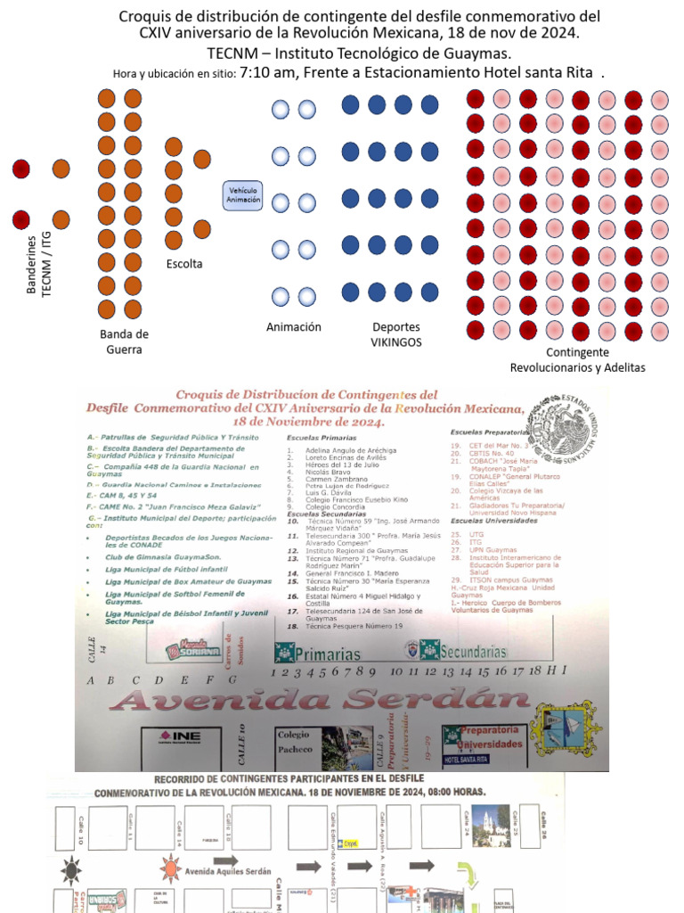 Croquis de distribución de contingente del desfile conmemorativo | PDF
