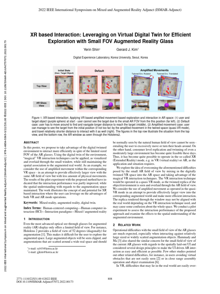 XR Based Interaction Leveraging On Virtual Digital Twin For Efficient Exploration With Small FOV ...