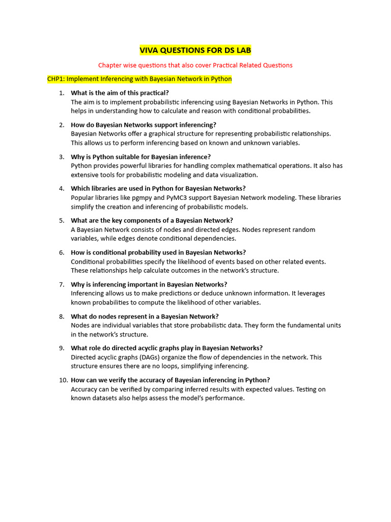 Viva Questions For DS Lab | PDF | Bayesian Network | Fuzzy Logic
