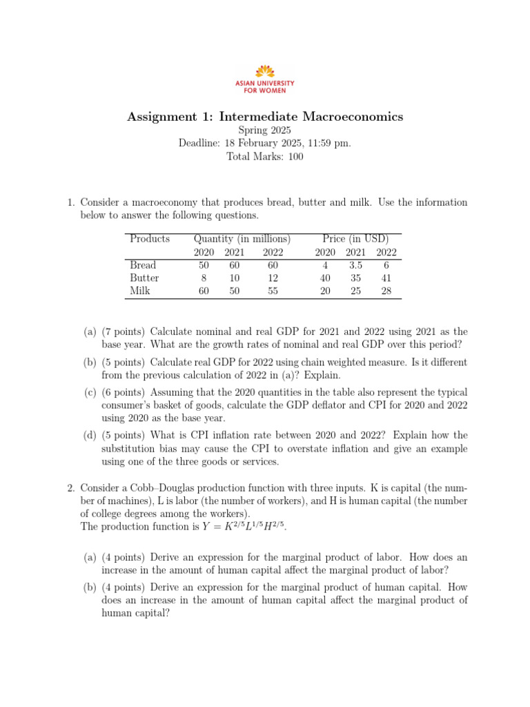 IM Assignment 1 - Spring2025 | PDF | Money Supply | Labour Economics