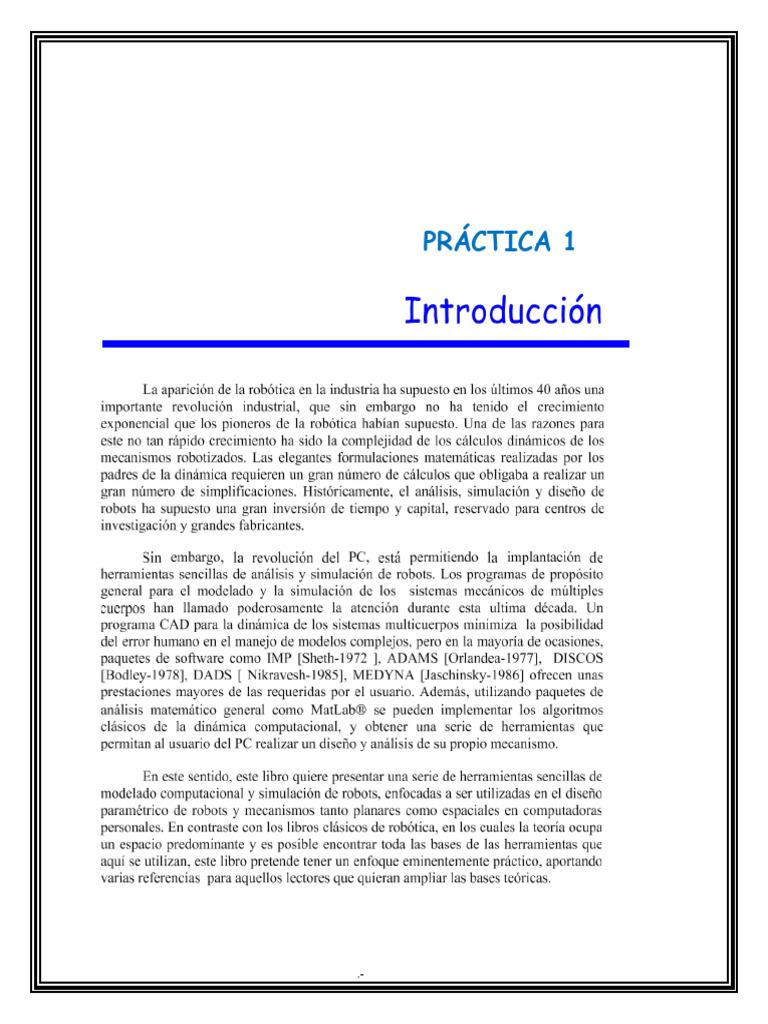 Práctica 1 Robótica MATLAB | PDF