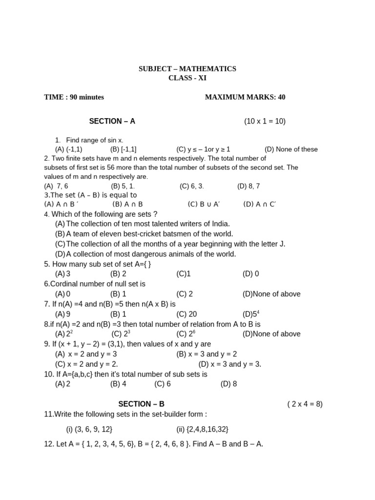 Class 11 Maths Pt1 (24 - 25) | PDF | Mathematical Logic | Mathematical Analysis