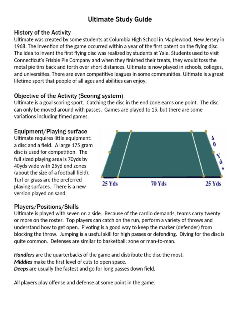 Ultimate Frisbee Study Guide | PDF | National Football League ...