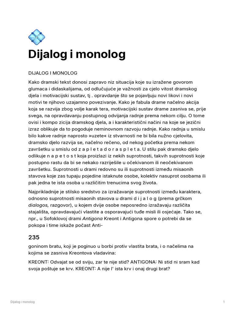 Dijalog I Monolog-1 | PDF