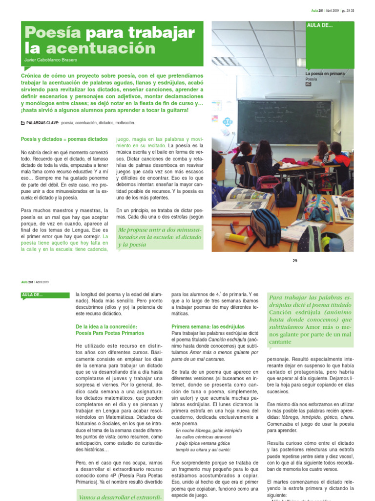 Poesía y dictados en primaria | PDF | Poesía | Las artes escénicas