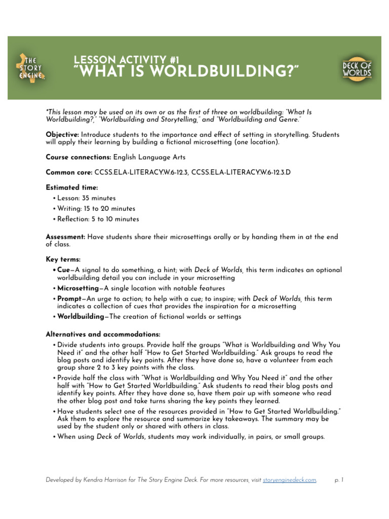 Worldbuilding Lesson Plan for Students | PDF | Natural Environment ...