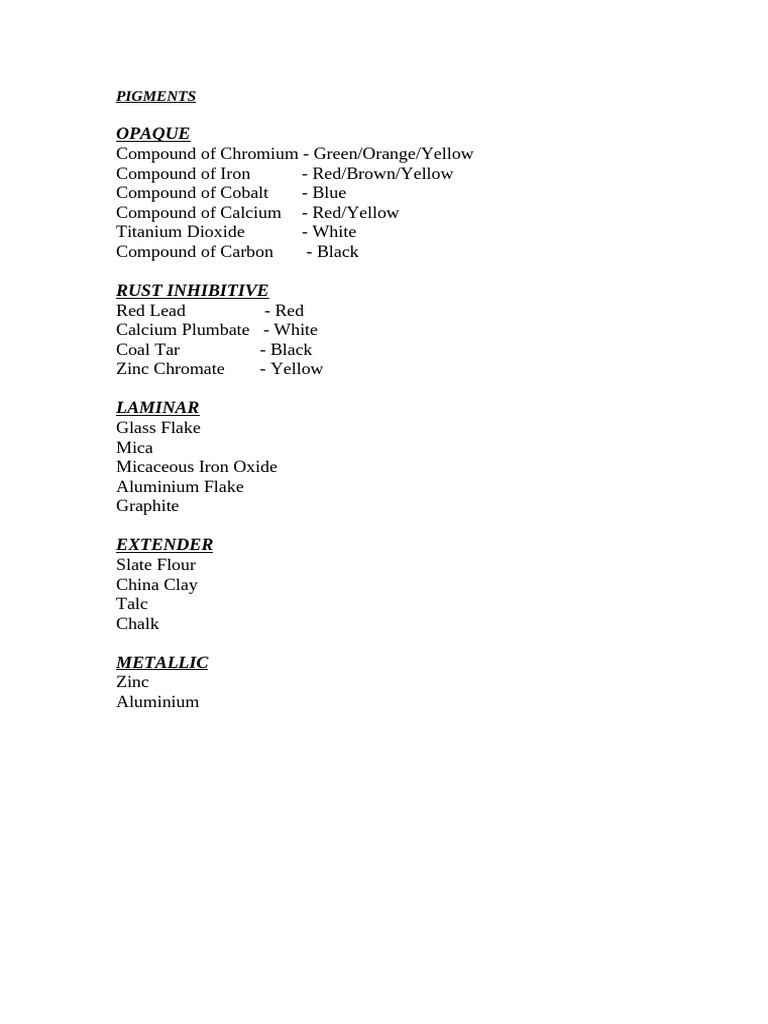 Pigments Handout | PDF