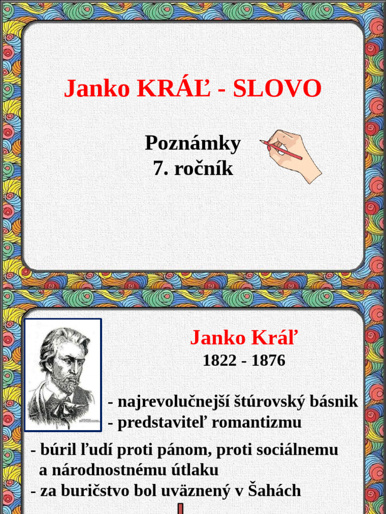 Janko Kráľ - Slovo - Poznámky | PDF