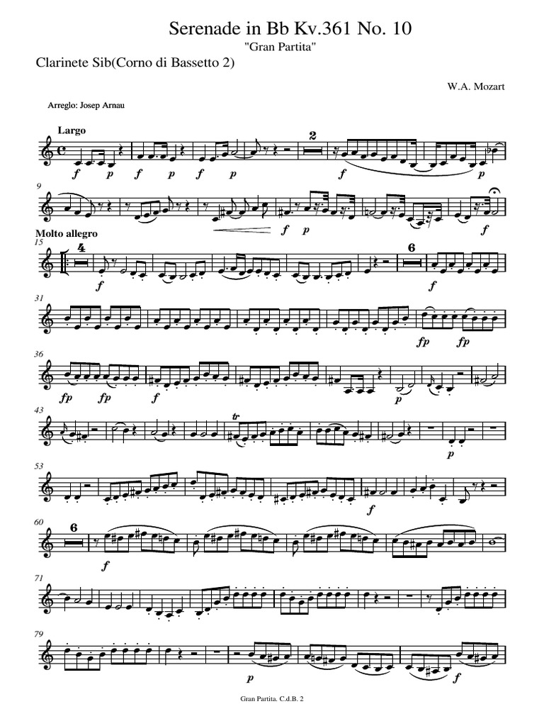 Serenade - No. - 10 Copia-Clarinete - en - Sib | PDF | Classical Music