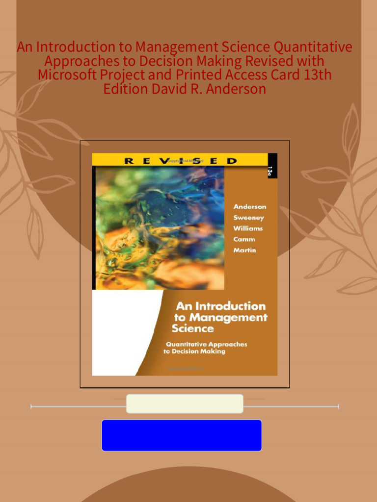 Download Complete An Introduction to Management Science Quantitative ...