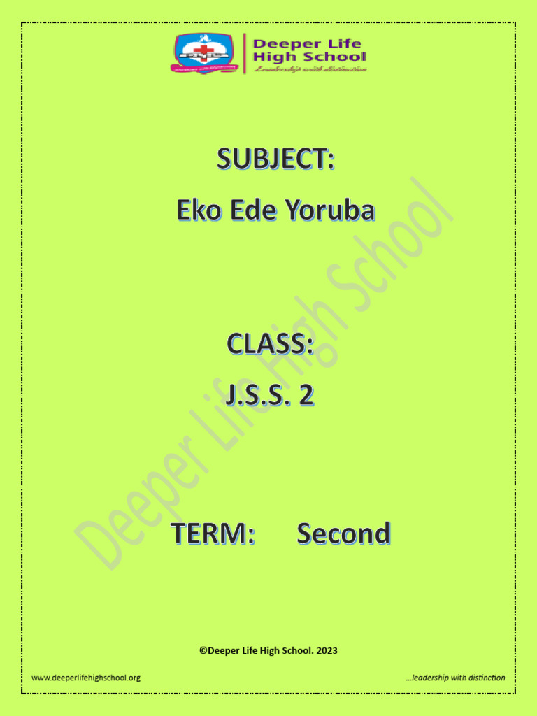 JS2 Yoruba L2 2ND Term E-Note | PDF