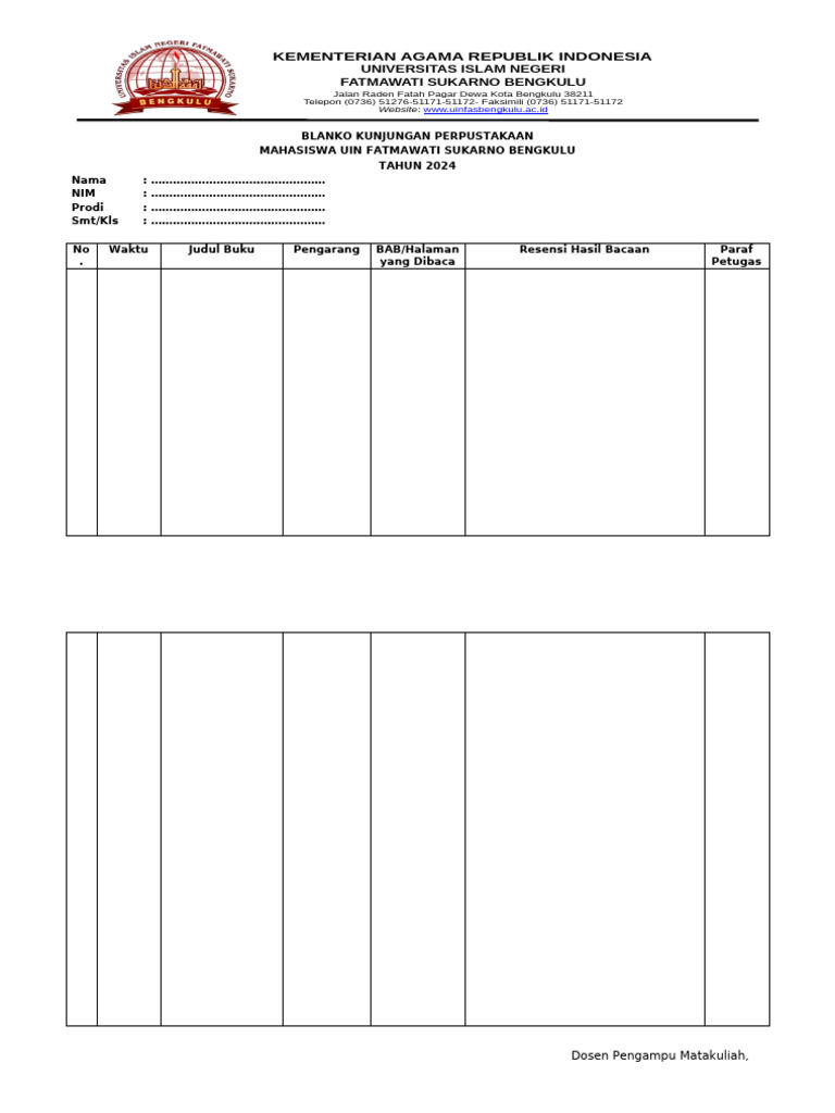 Buku Pengunjung Perpustakaan 2024 | PDF