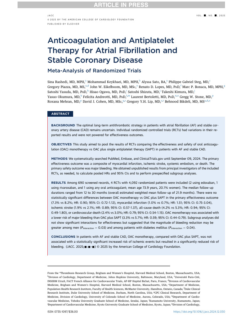 2025_anticoagulation_and_antiplatelet_therapy_for_atrial_fibrillation | PDF | Percutaneous ...
