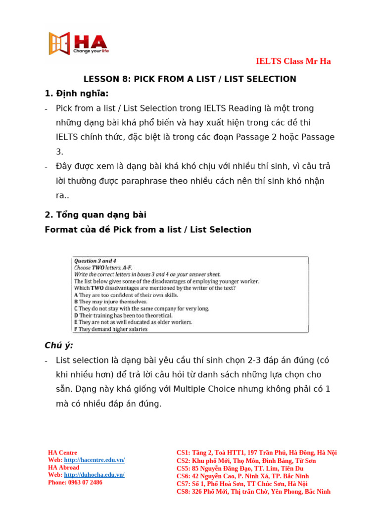 Lesson 8. Pick from a list | PDF