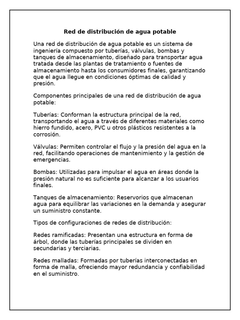 Red de Agua Potable | PDF | Agua | Agua potable