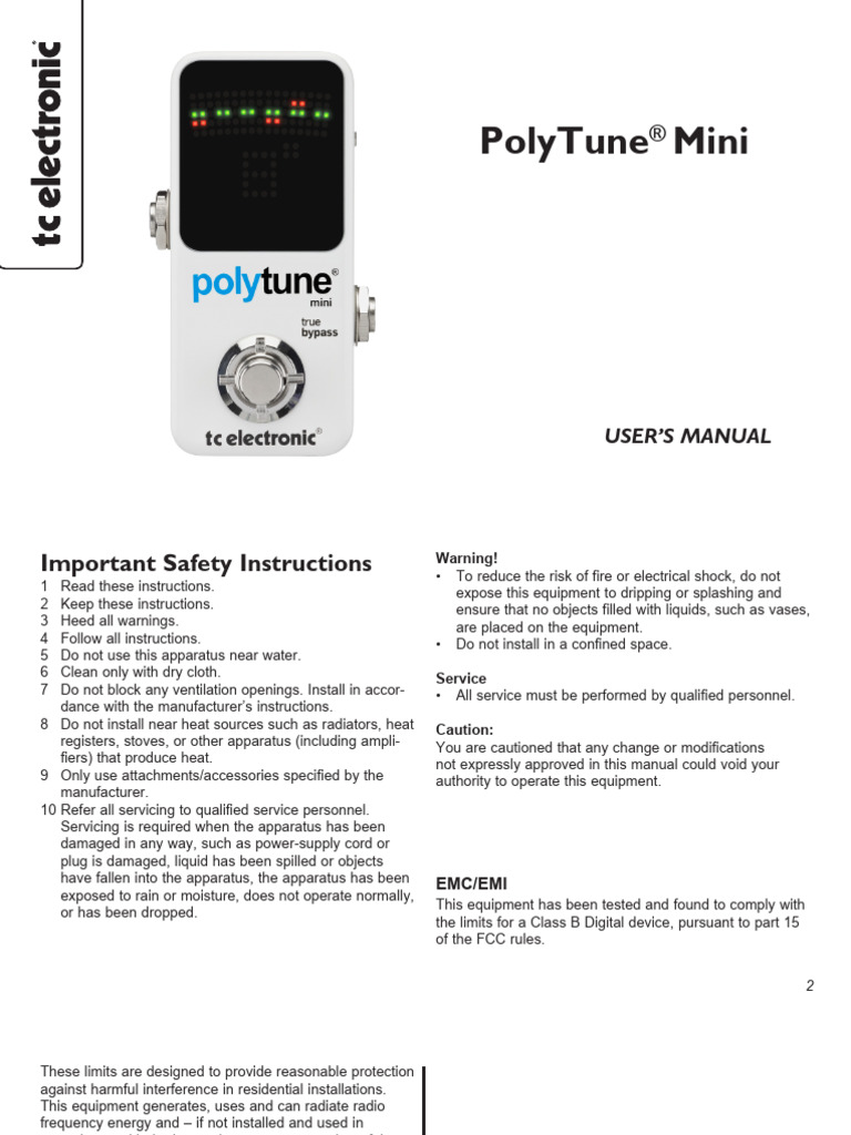 PolyTune Mini User Manual Guide | PDF | Guitars | Electronics