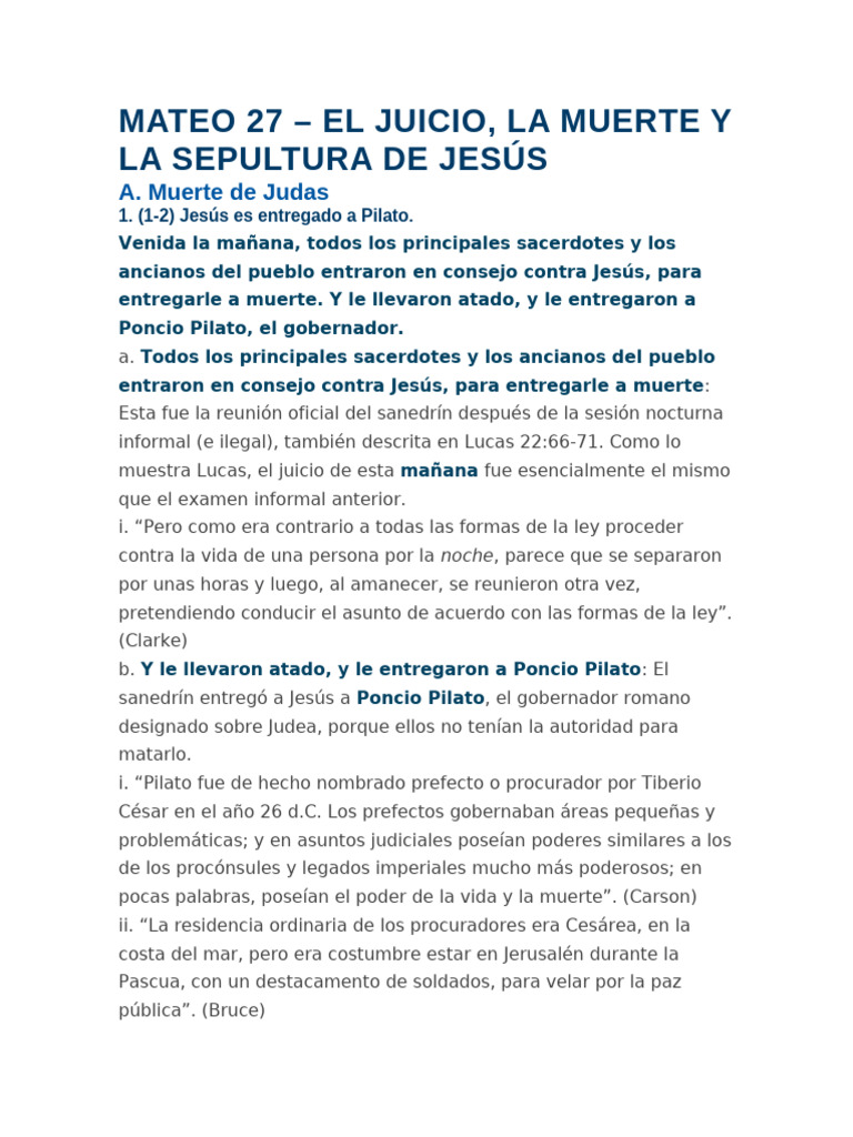 Mateo 27 | PDF | Poncio Pilato | Jesús
